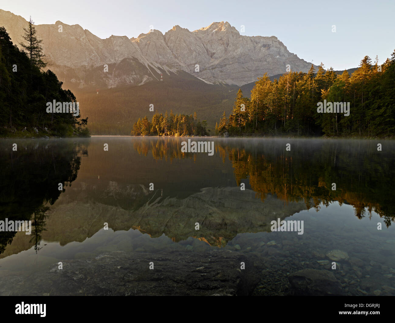 Eibsee lake with the Zugspitze massif, Bavaria Stock Photo - Alamy