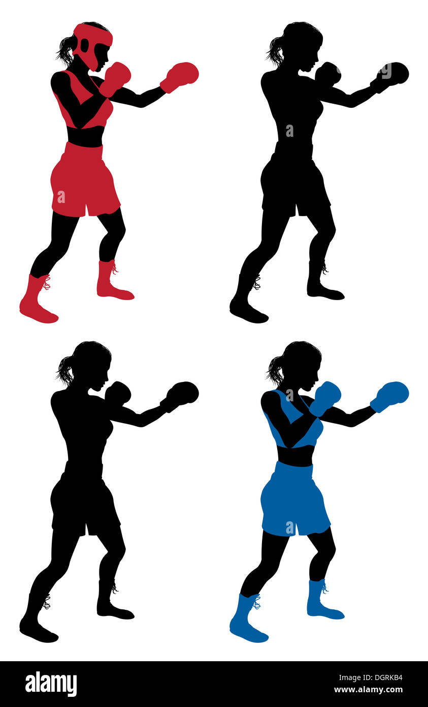 An illustration of a female boxer or boxercise woman boxing or working ...