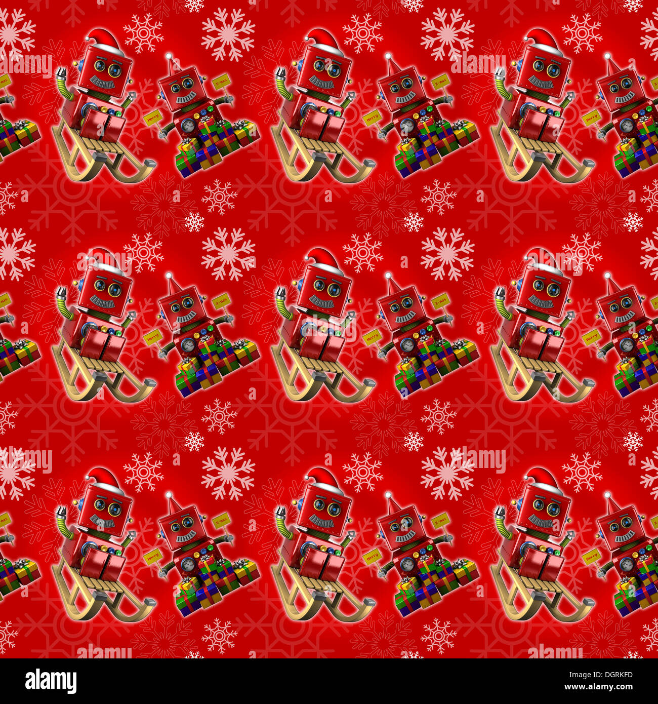 Seamless vintage toy robot design Stock Photo - Alamy