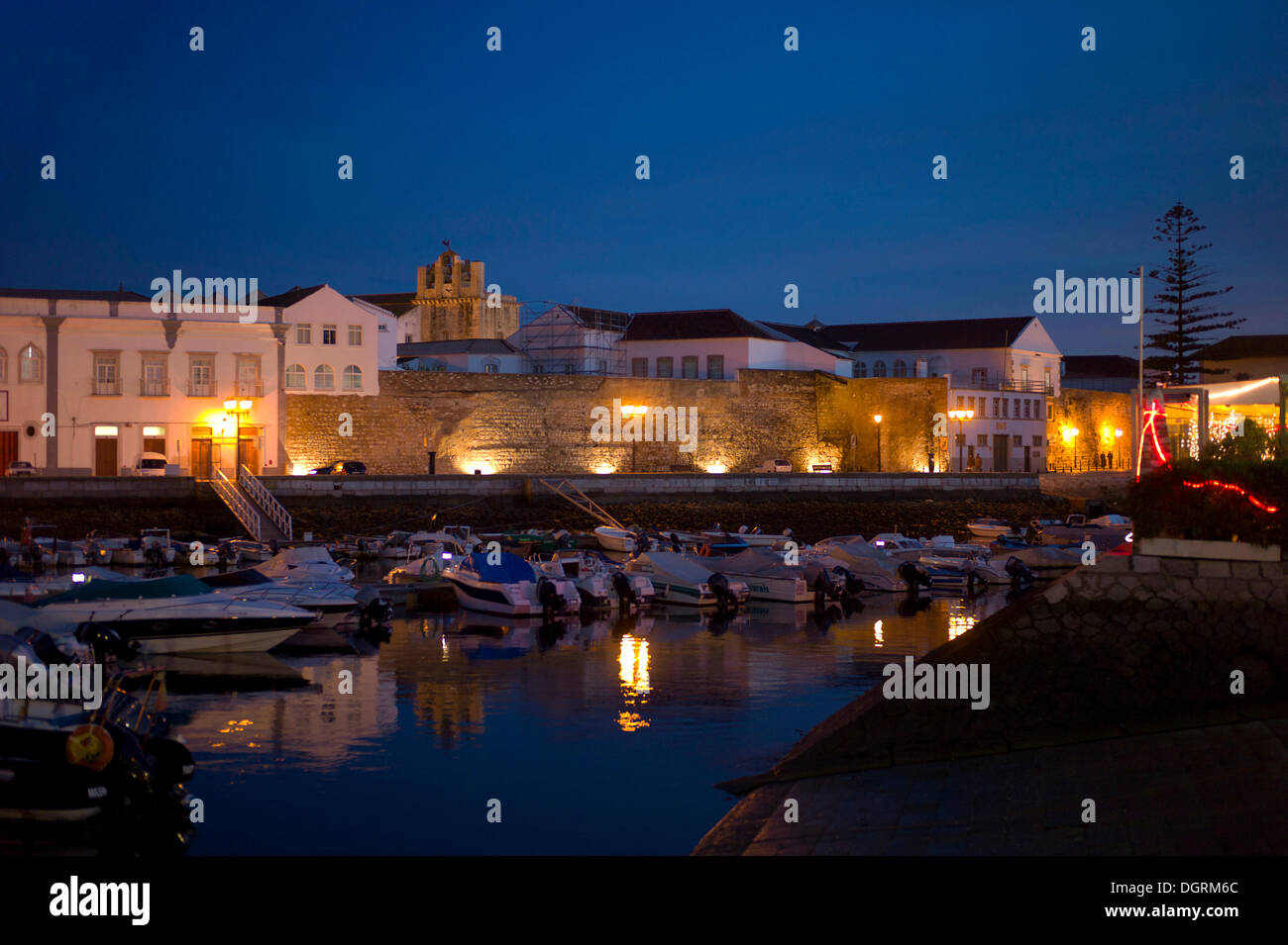 Marina at night, Faro, Algarve, Portugal, Europe Stock Photo - Alamy