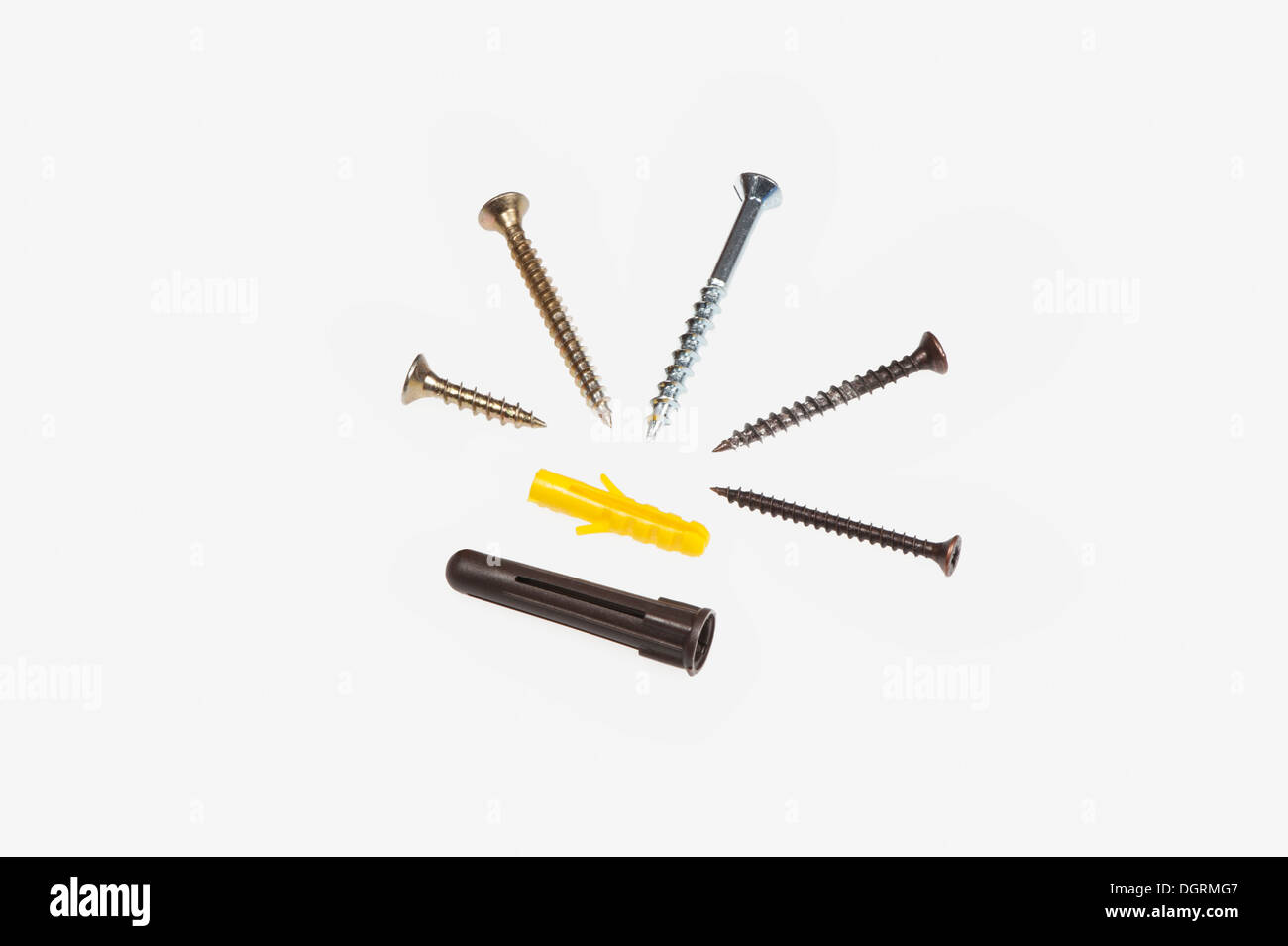Different screw with different color for wood and metal Stock Photo - Alamy