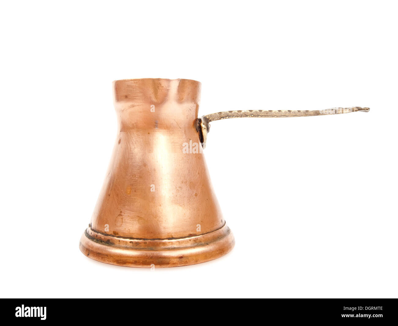 used copper coffee maker isolated on white background Stock Photo - Alamy