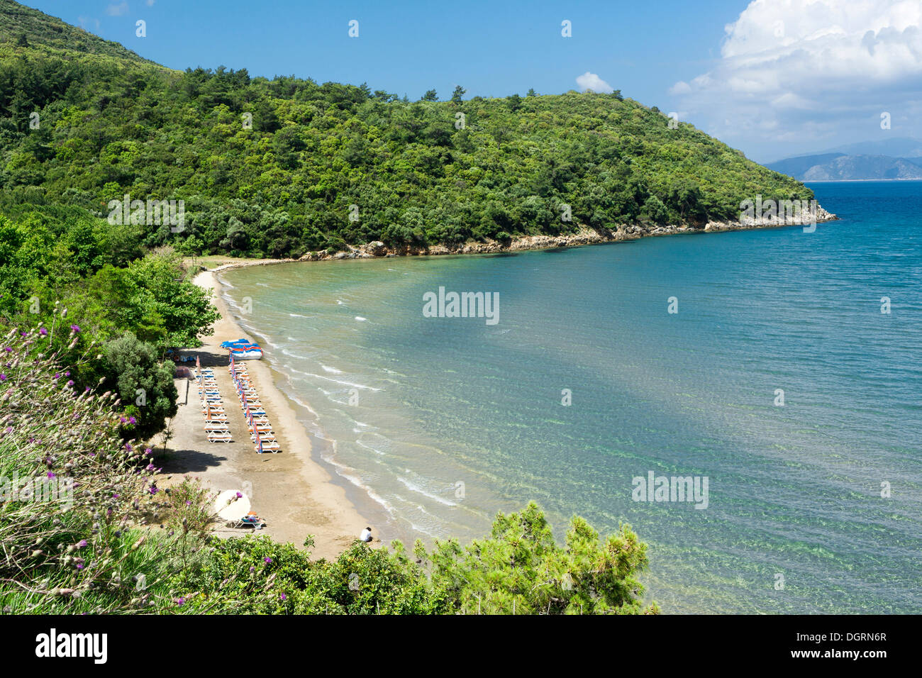 Small sandy beach on the coast near Güzelçamli, Turkey, Asia, Unterein ...
