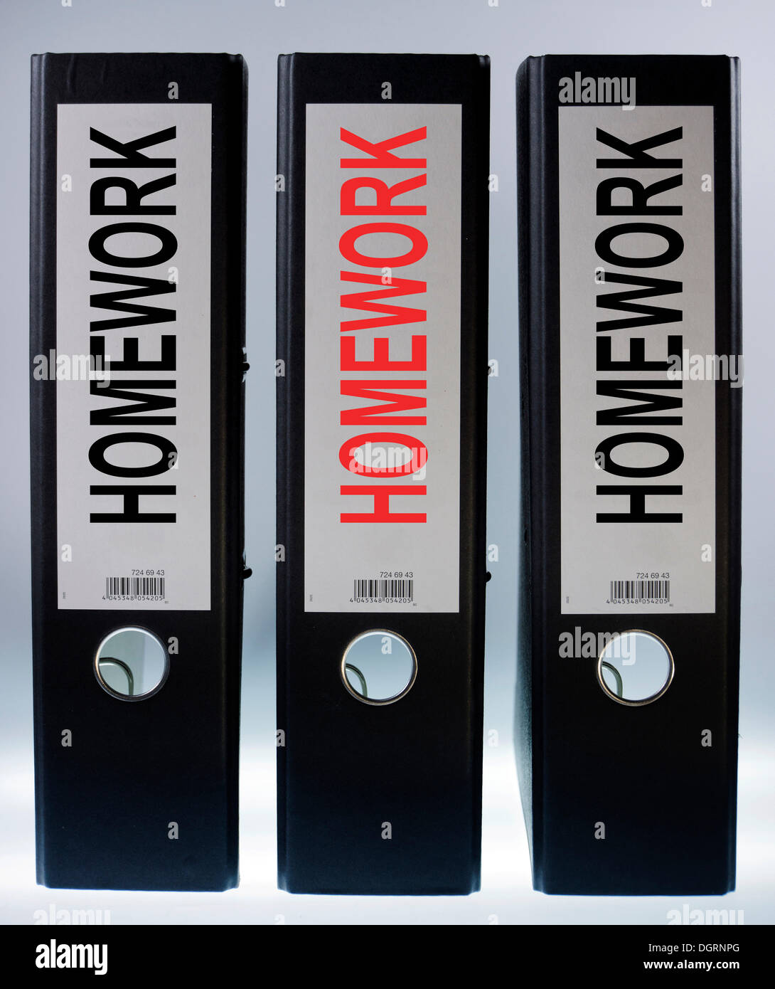File folders labeled "Homework" Stock Photo - Alamy