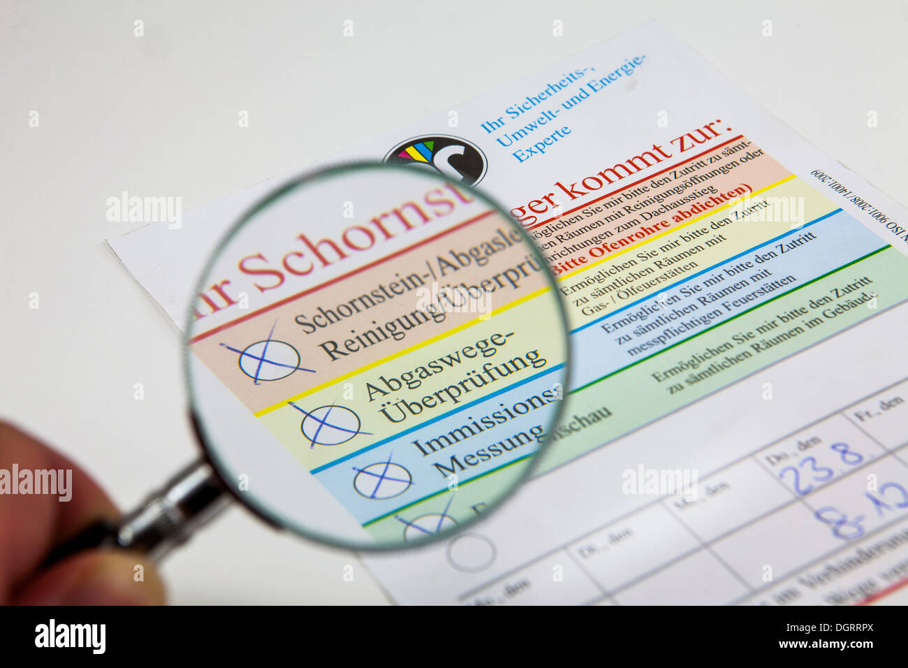 Announcement form from a chimney sweep to control and clean the chimney ...