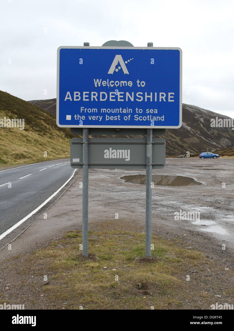 Welcome to Aberdeenshire sign by A93 Scotland October 2013 Stock Photo ...