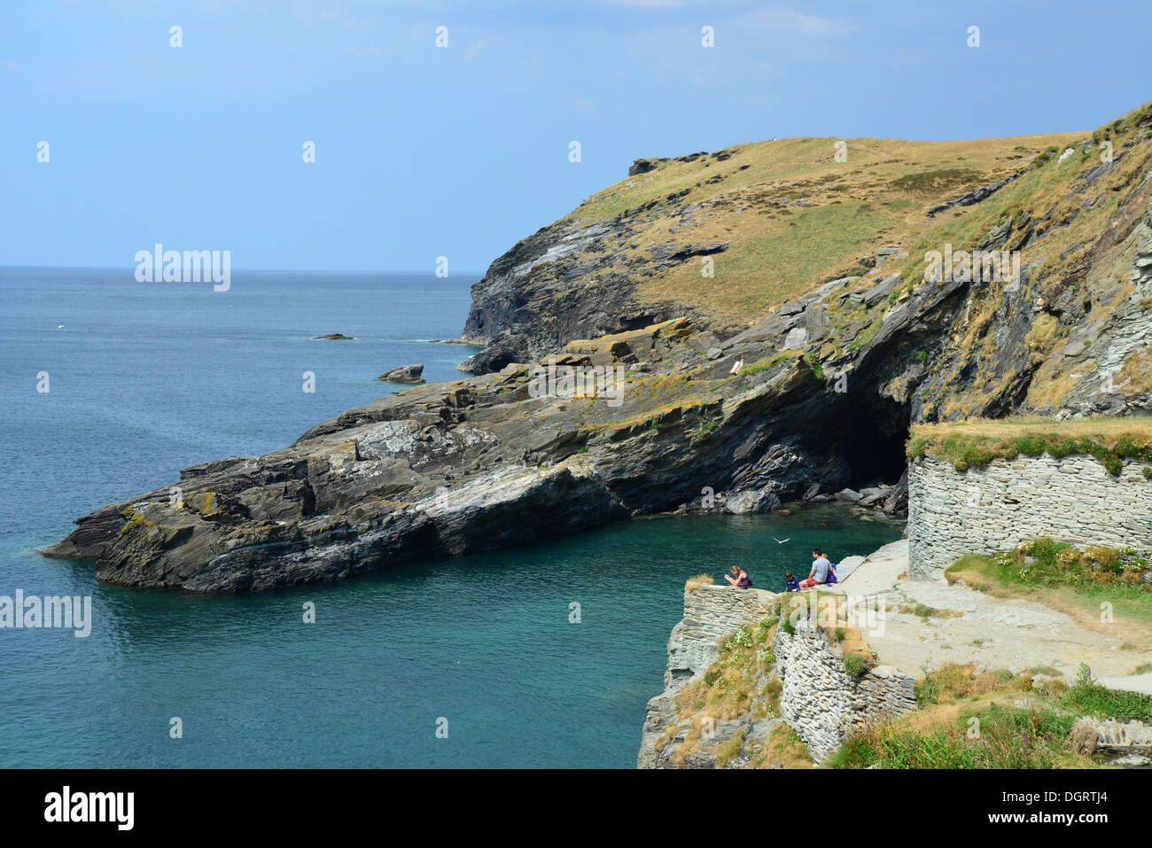 Coastal view by ruins of Tintagel Castle, (legendary birthplace of King ...