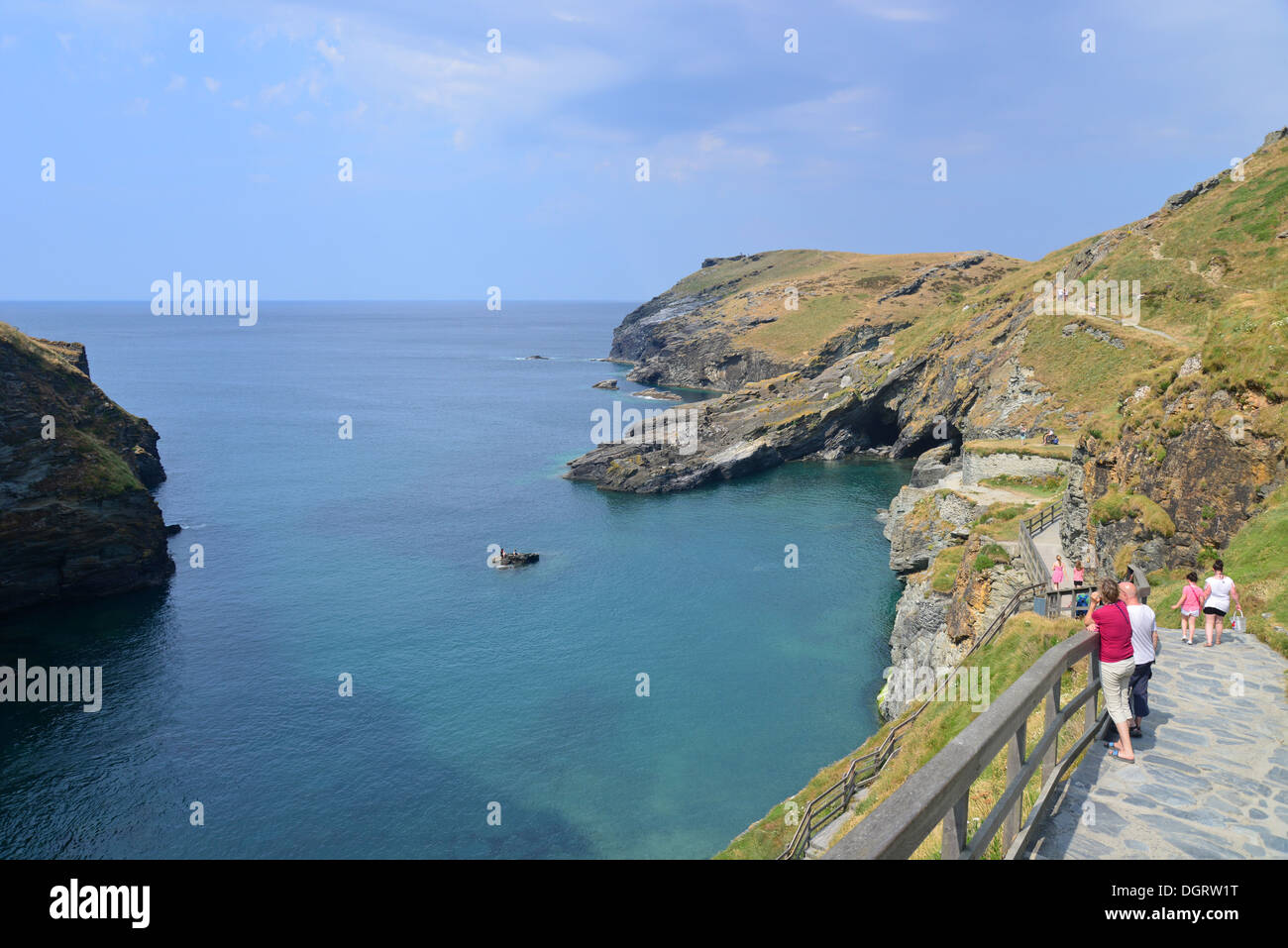 Coastal view from ruins of Tintagel Castle, (legendary birthplace of ...