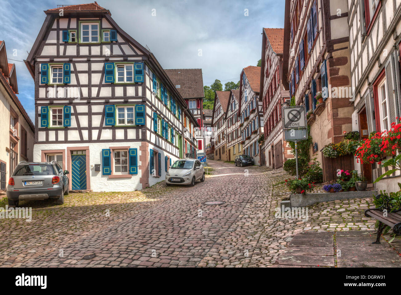 Half-timbered houses in Schiltach in the Kinzig Valley, Black Forest ...