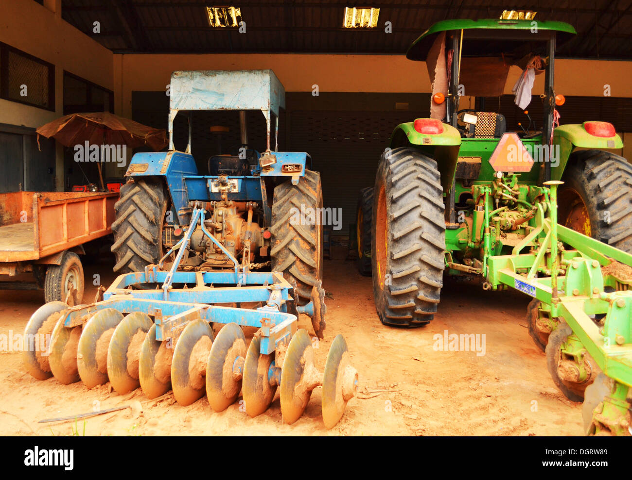 Garage used in agriculture this summer Stock Photo - Alamy