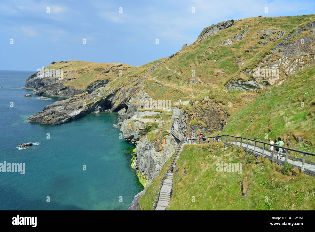 Coastal view from ruins of Tintagel Castle, (legendary birthplace of ...