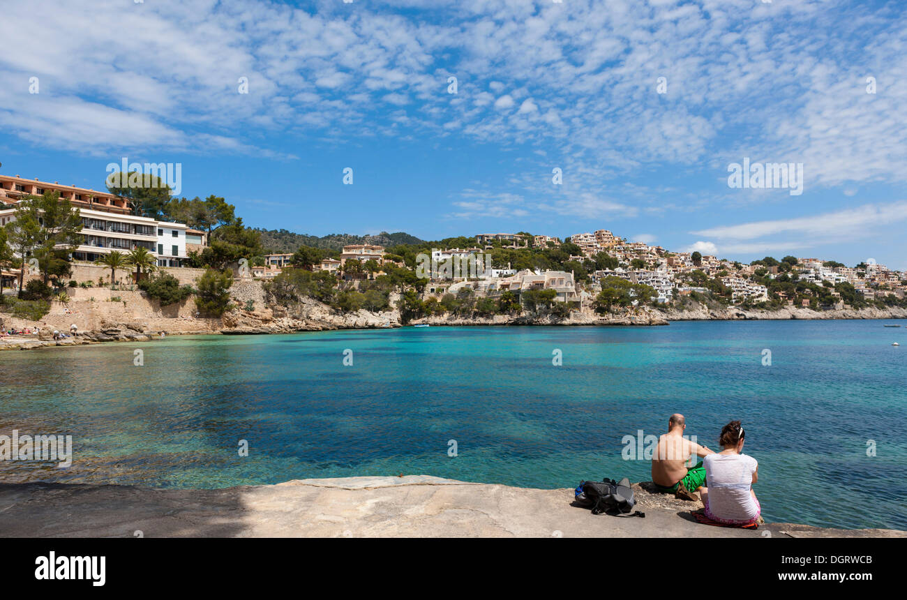 Cala Fornells, the Cala Fornells apartment complex at back, by ...