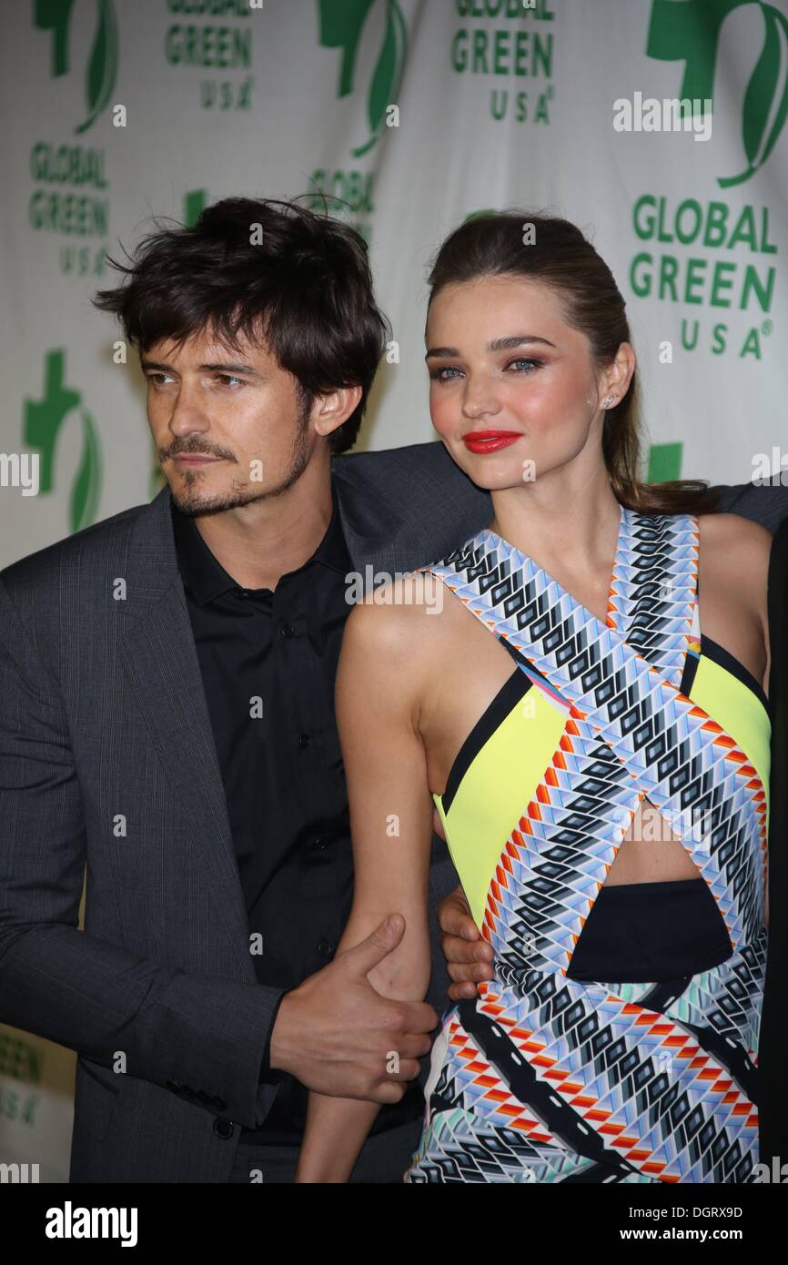 Orlando Bloom and his girl friend Miranda Kerr arrive at Global Green ...