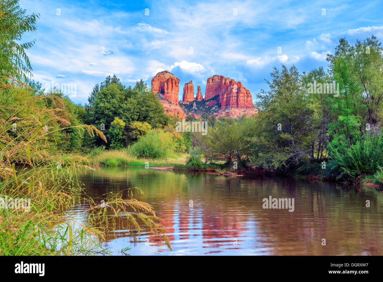 Sedona arizona cathedral rock sunset reflection hi-res stock ...