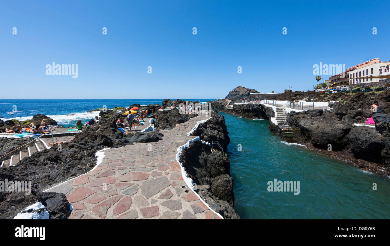 Seawater swimming pool in lava, Garachico, Tenerife, Canary Islands ...