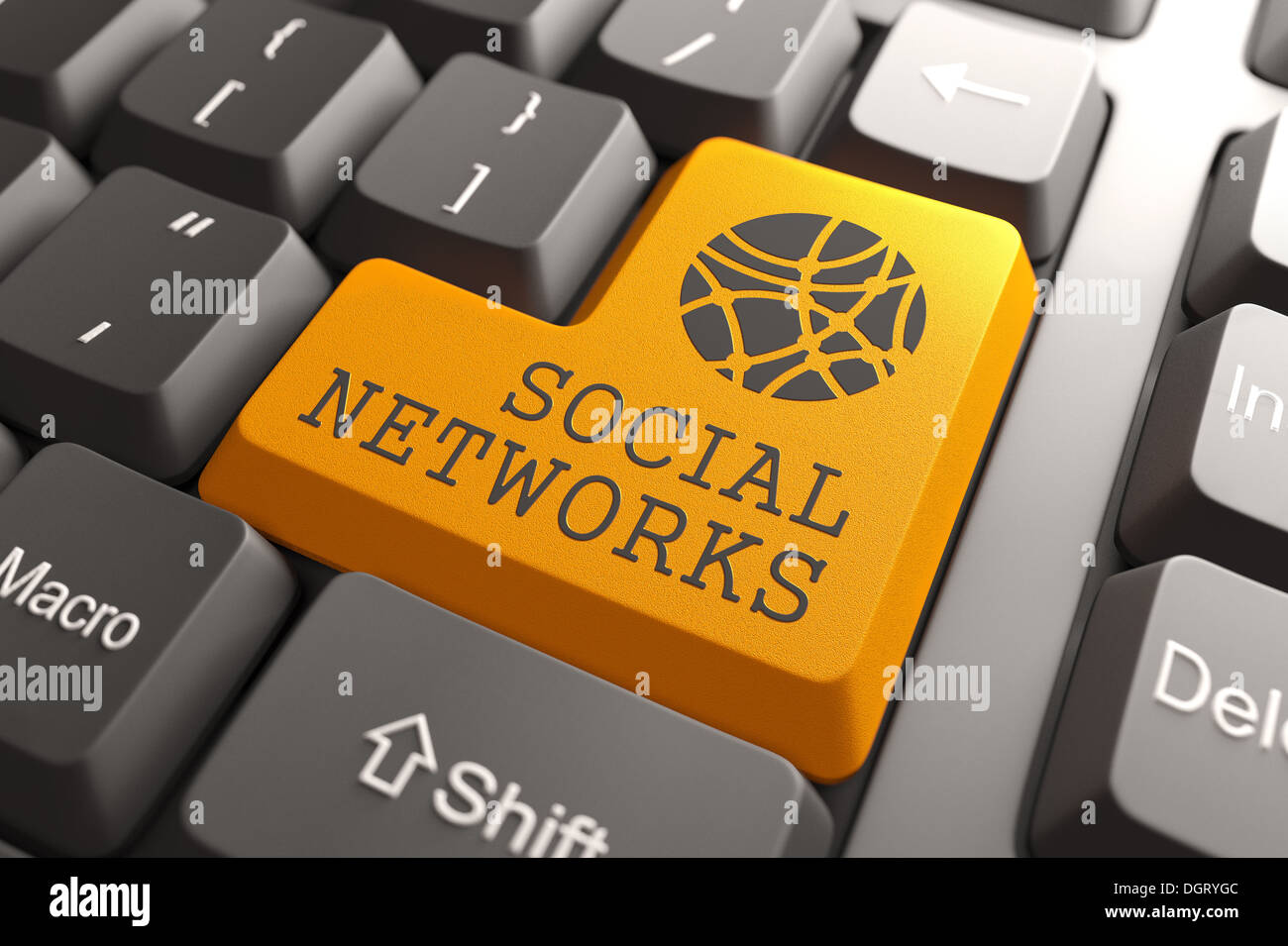 Keyboard with Social Network Button Stock Photo - Alamy