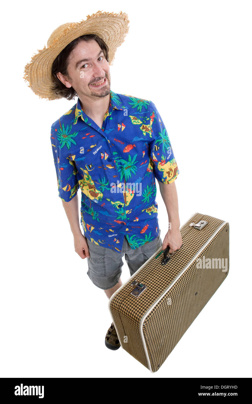 young silly man traveler, full body, isolated Stock Photo - Alamy