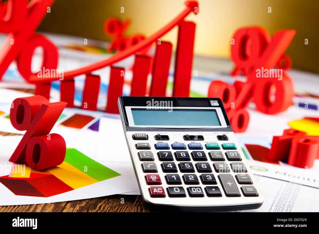 Diagram and calculator, finance concept Stock Photo - Alamy