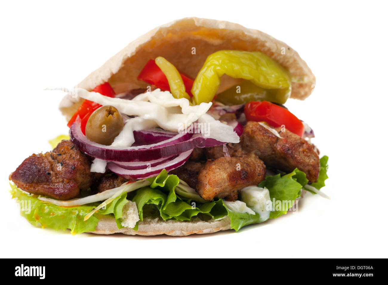 Turkish kebab with yogurt Cut Out Stock Images & Pictures - Alamy