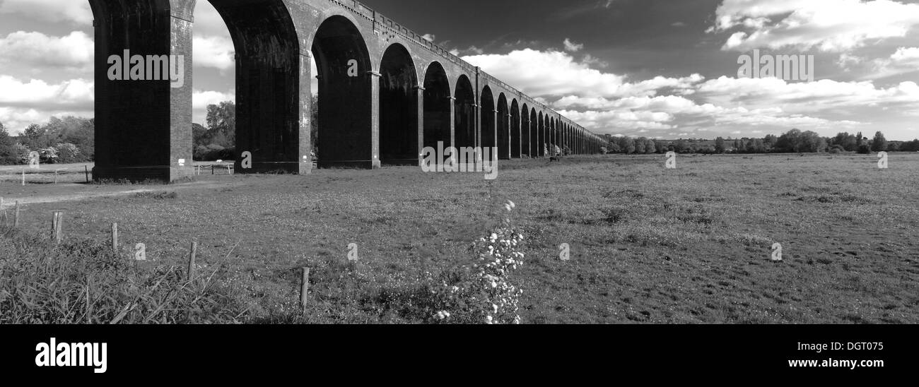 Summer view of the Harringworth Railway Viaduct, river Welland valley ...