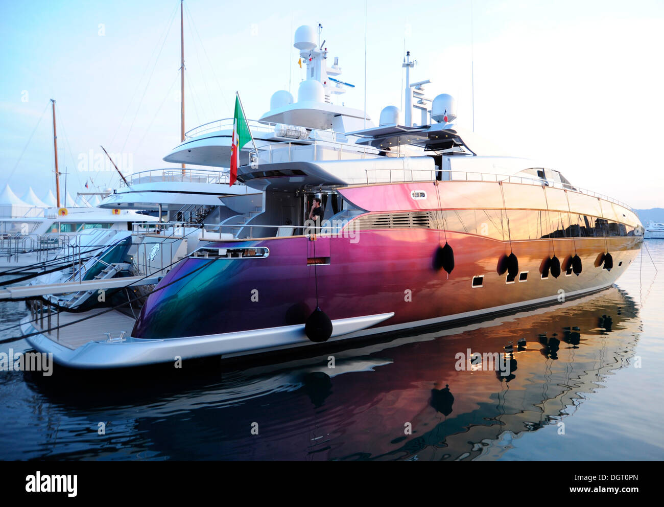 The yacht of fashion guru Roberto Cavalli, Cannes, France, Europe Stock ...