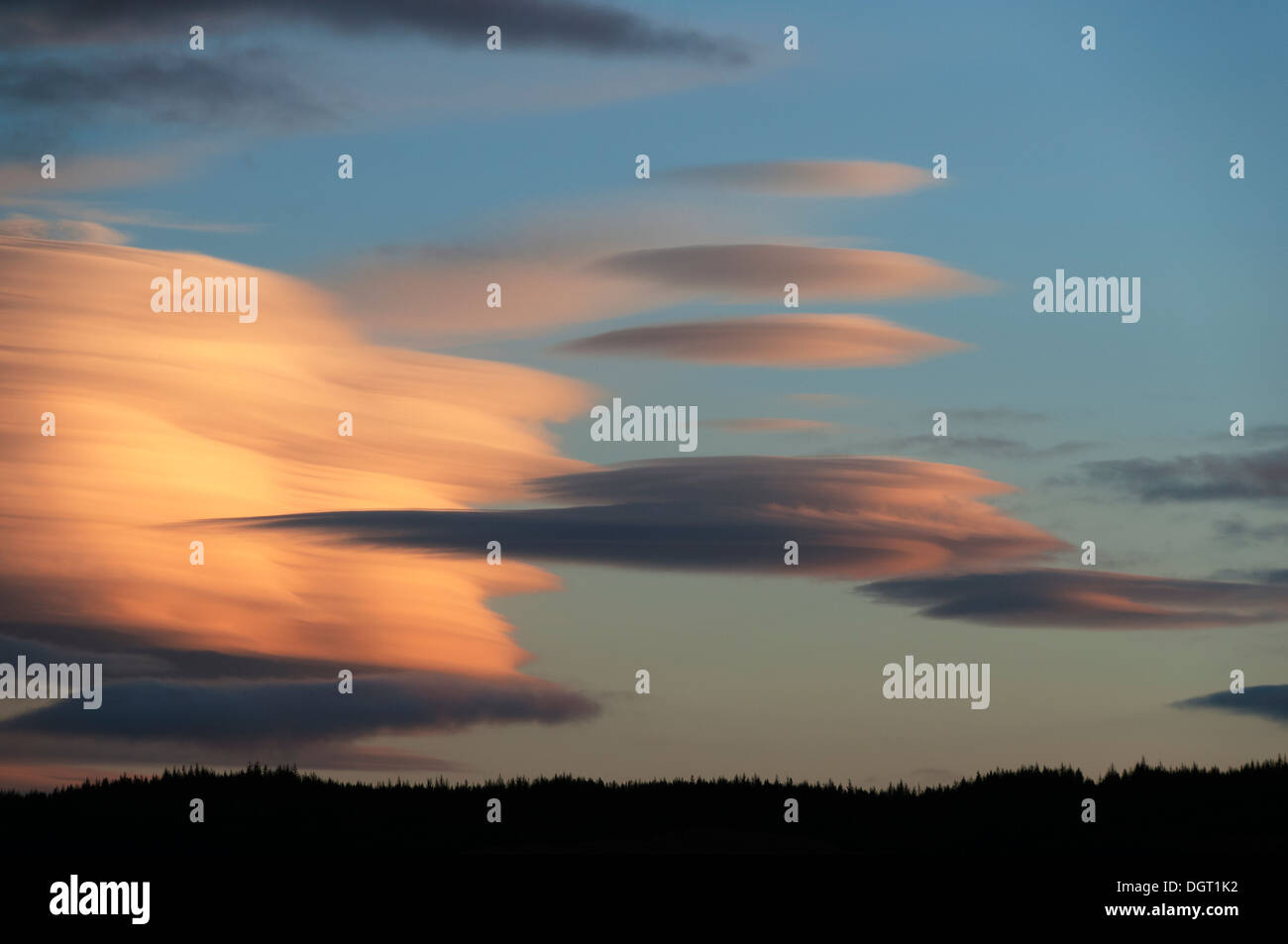 Lenticular clouds at sunset. Moidart, Highland region, Scotland, UK ...