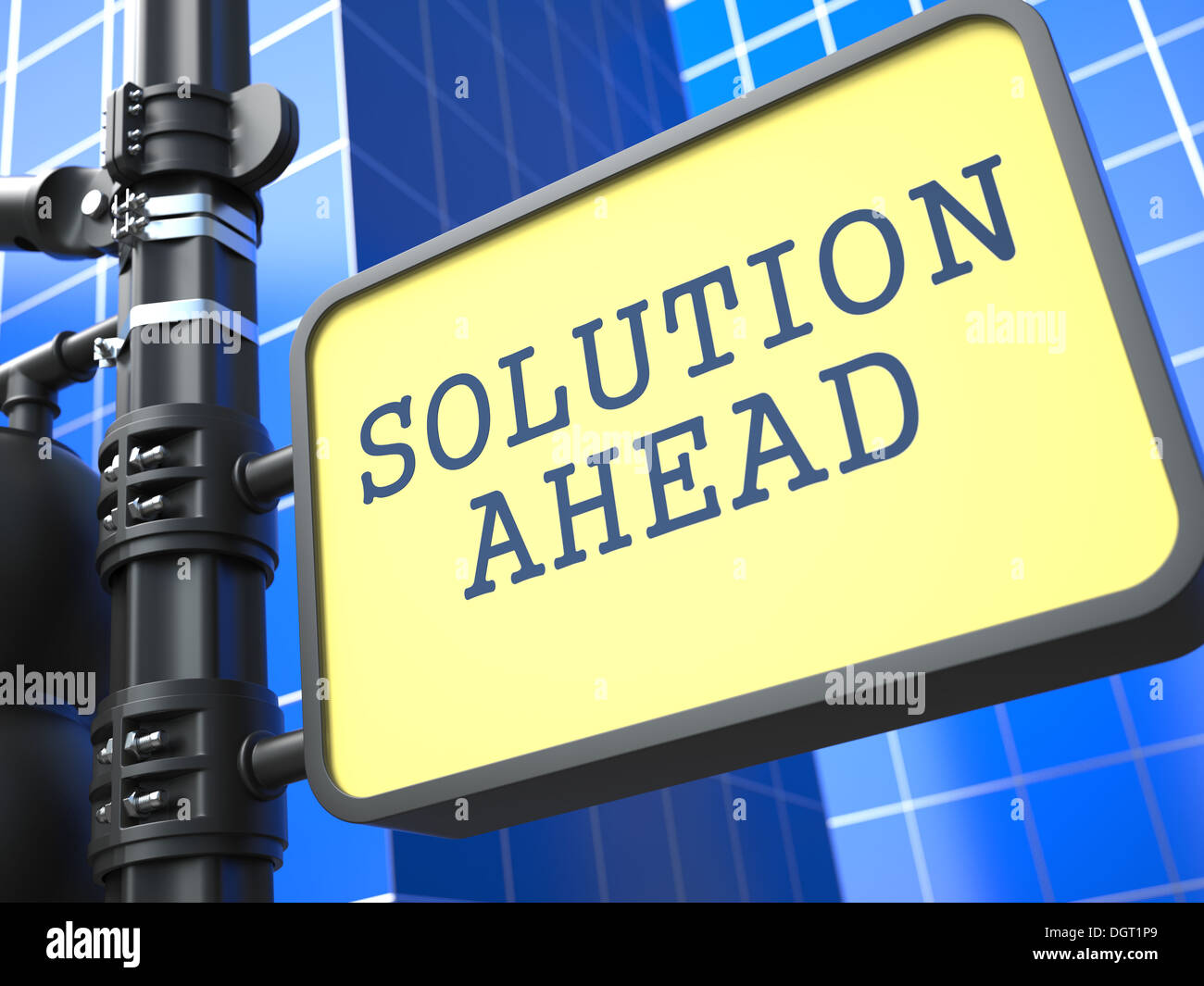 Solution Ahead - Road Sign. Motivation Slogan Stock Photo - Alamy