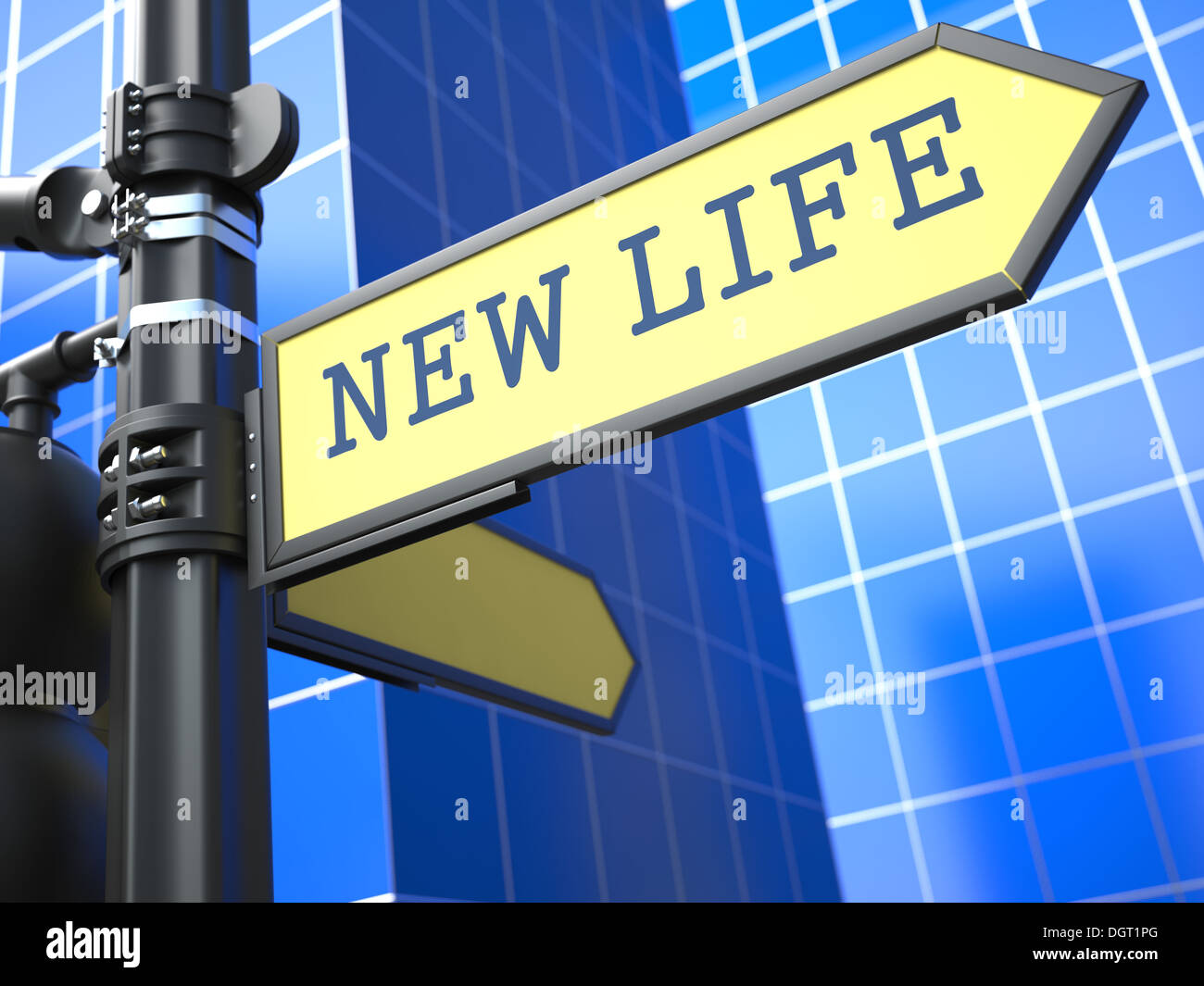 New Life - Road Sign. Motivation Slogan Stock Photo - Alamy