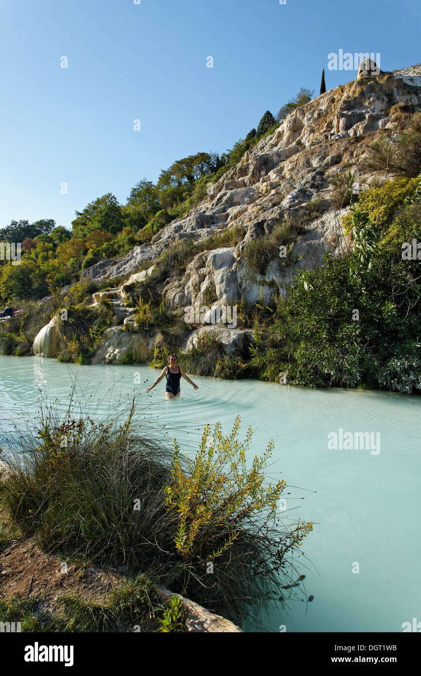 Val d'Orcia, Orcia Valley, thermal spring with sinter terraces and ...