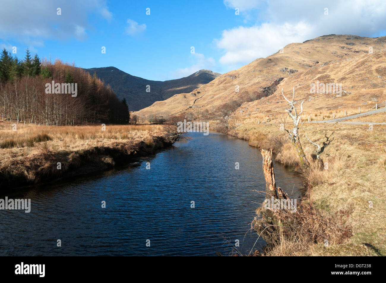 Rois-Bheinn and Sgùrr na Bà Glaise from river Moidart in Glen Moidart ...