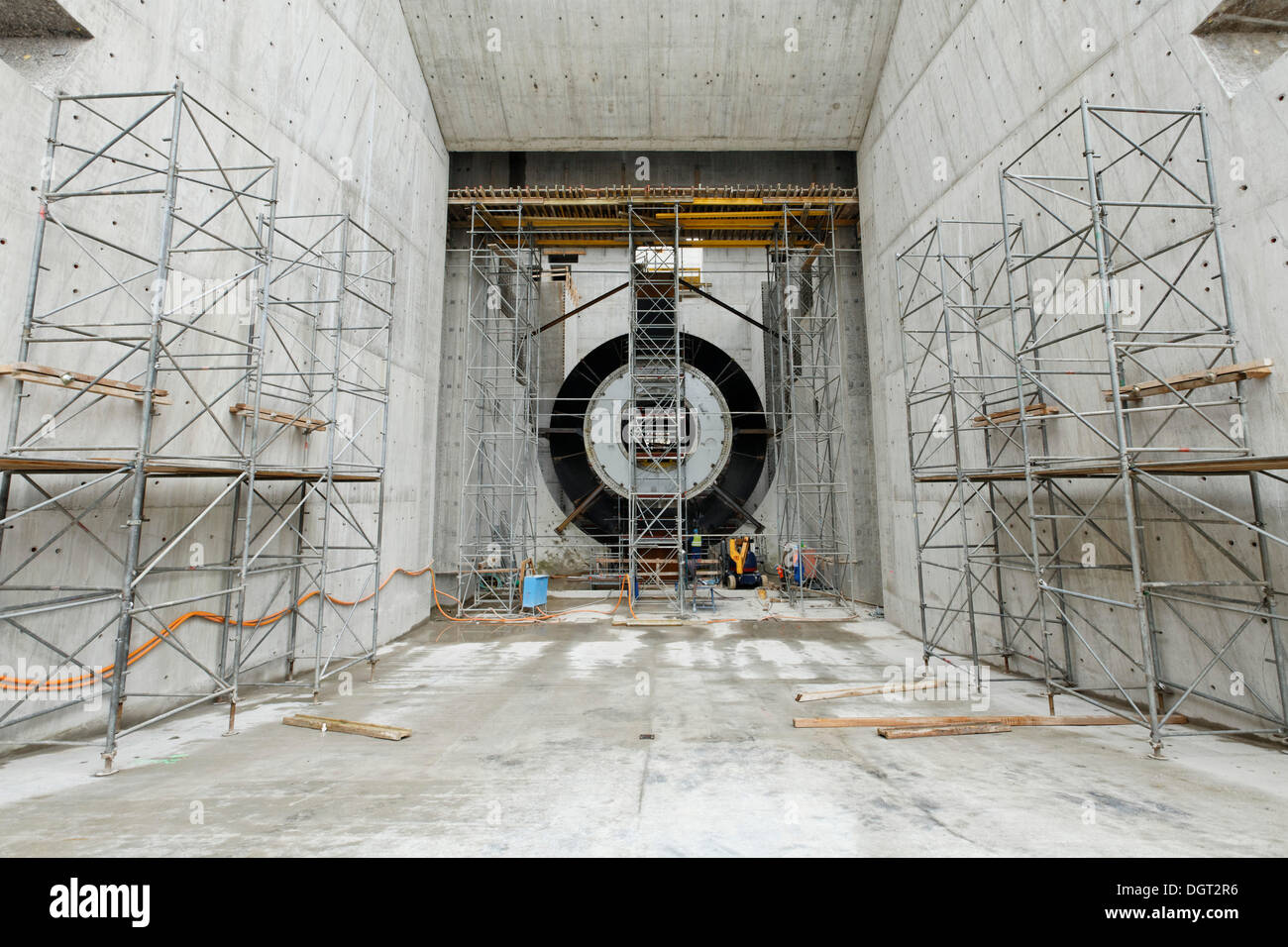 Construction site of the new hydropower plant in Rheinfelden, headwater ...