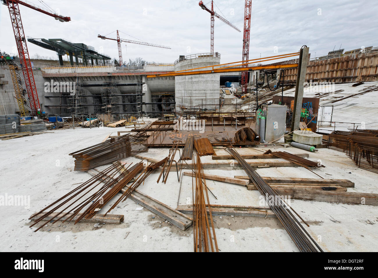 Construction site of the new hydropower plant in Rheinfelden, headwater ...