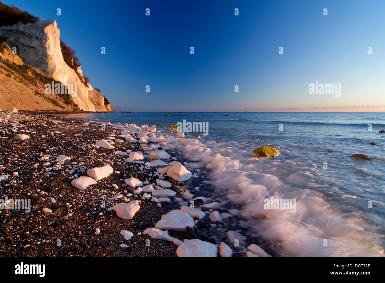 Moens Klint chalk cliffs at dawn, Moen island, Denmark, Europe Stock ...