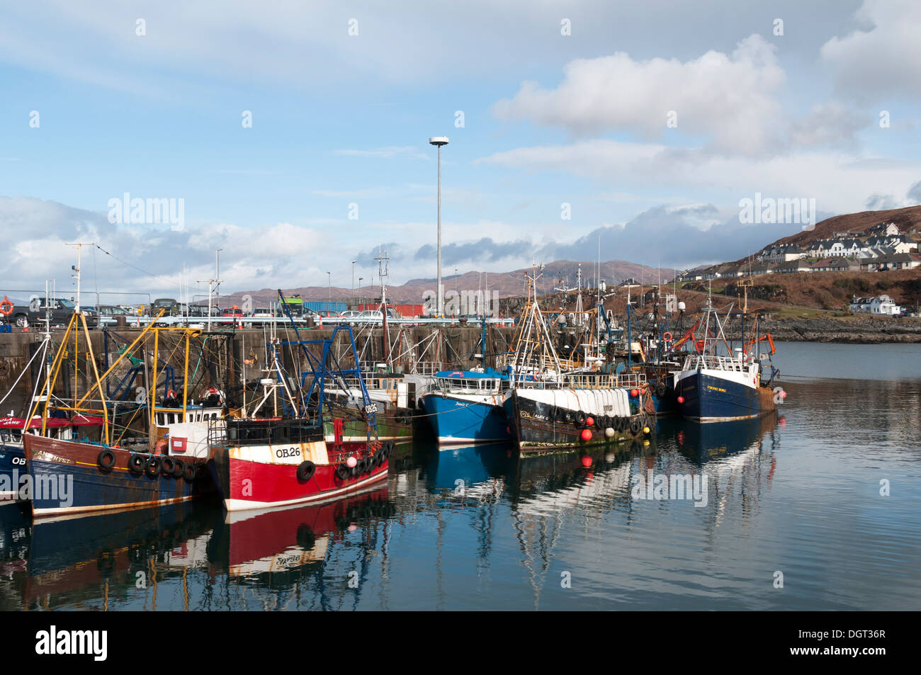 Fishing boats in the harbour at Mallaig, Highland region, Scotland, UK ...