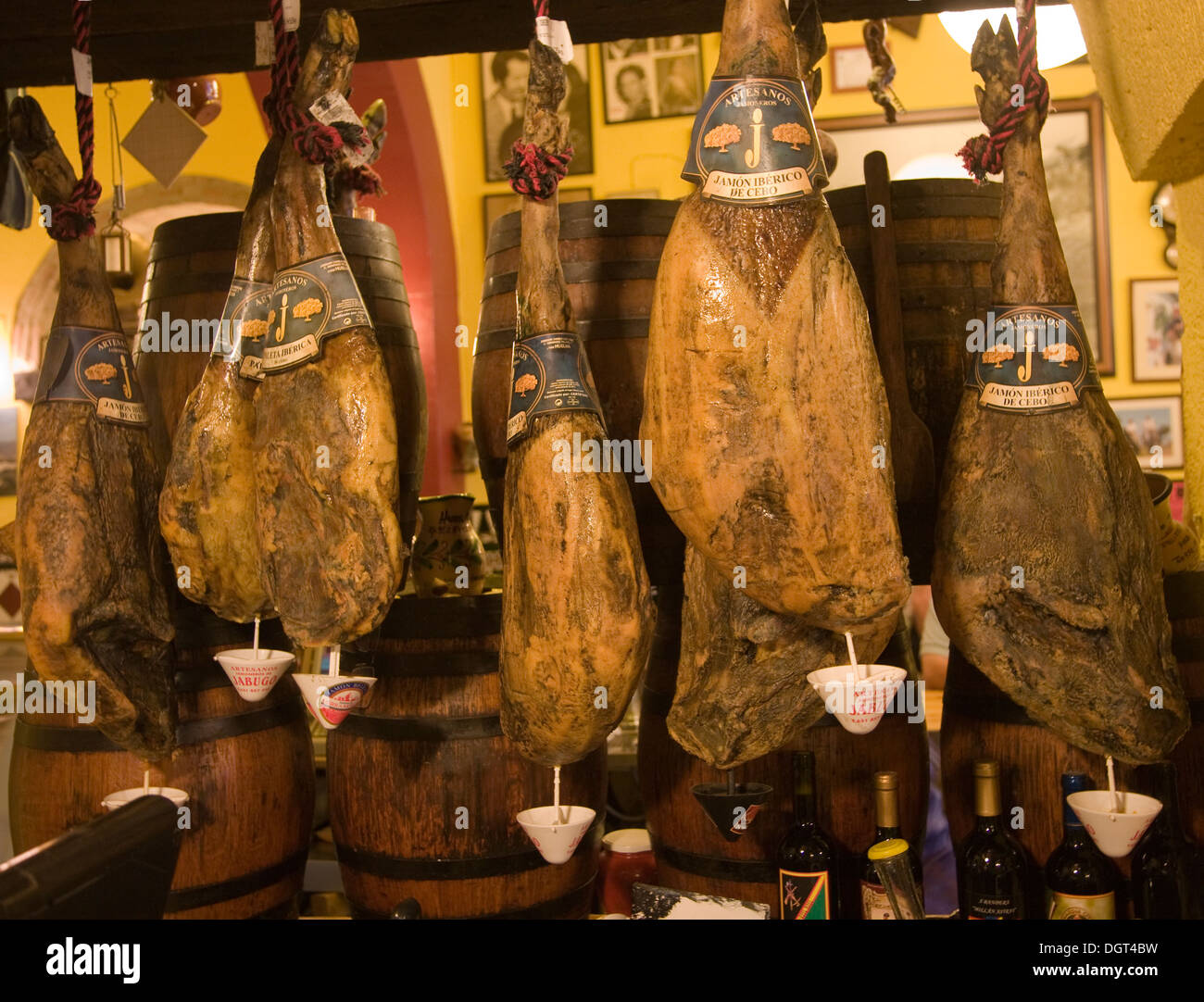 Spanish ham hanging in bar hi-res stock photography and images - Alamy