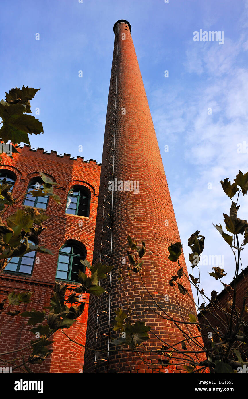 Brick chimney from the former brewery of Sudhaus beside the Kunsthalle ...