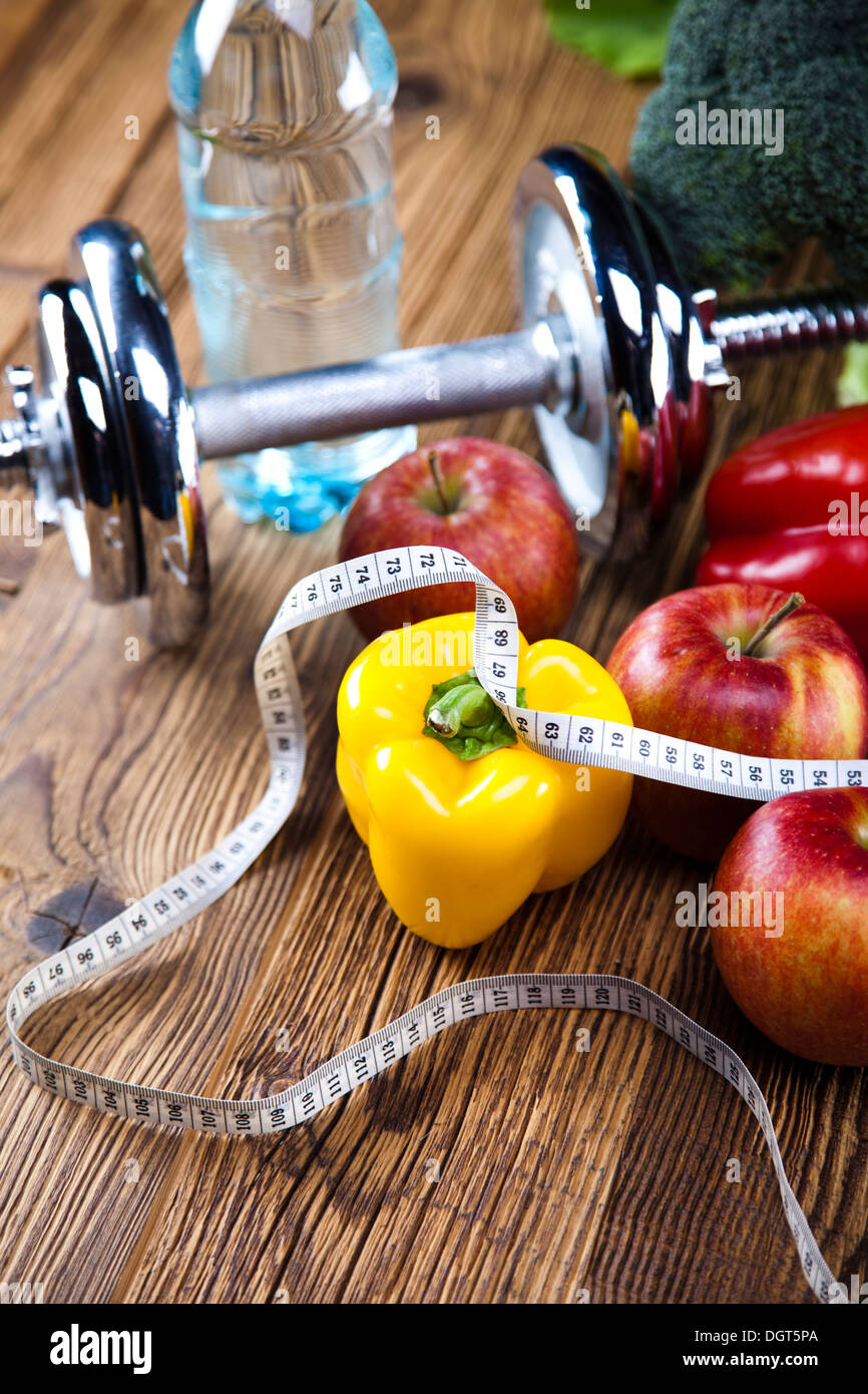 Dumbbell fresh food measure tape hi-res stock photography and images ...