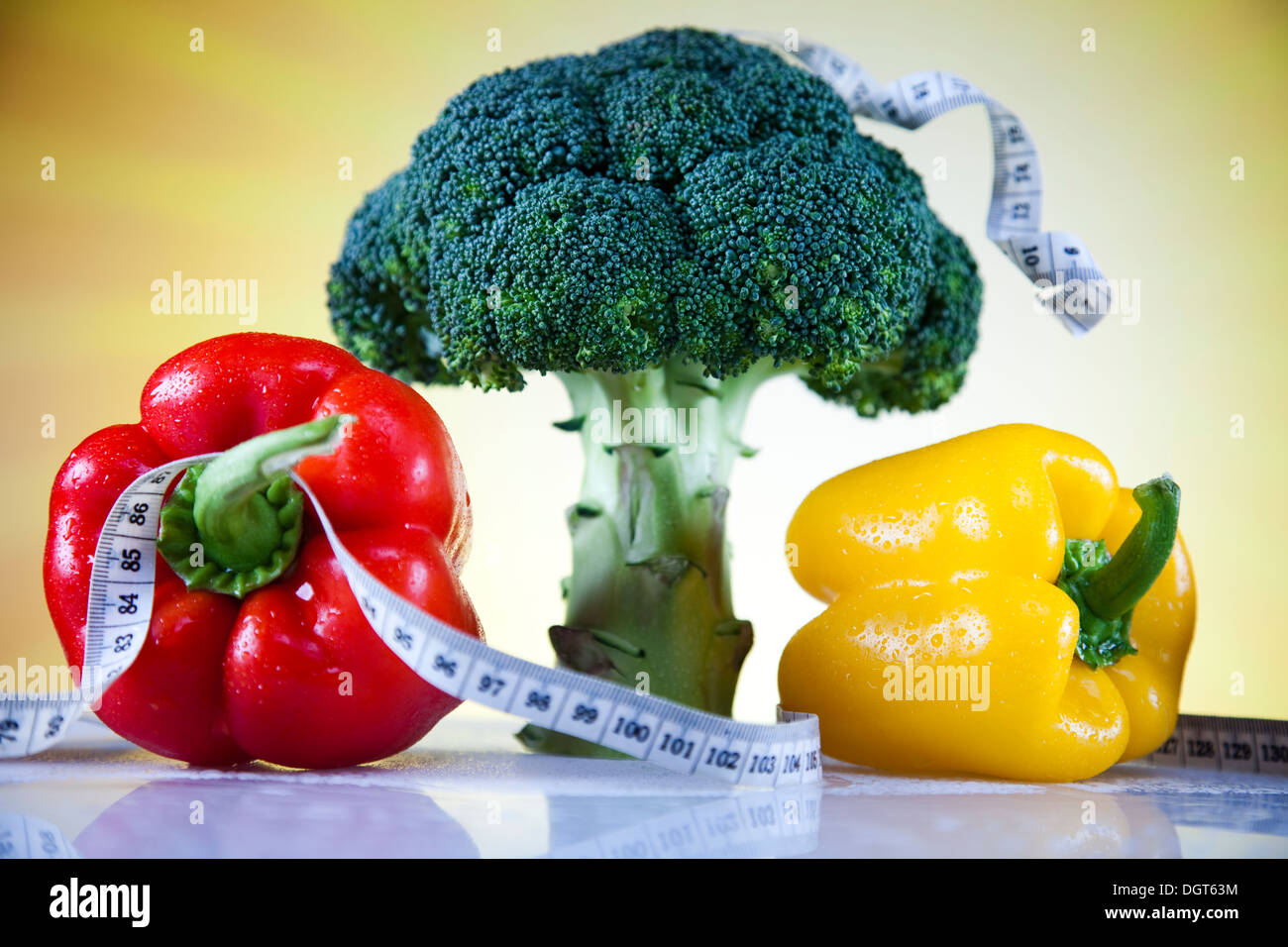 Food and measure tape, fitness, sun Stock Photo - Alamy