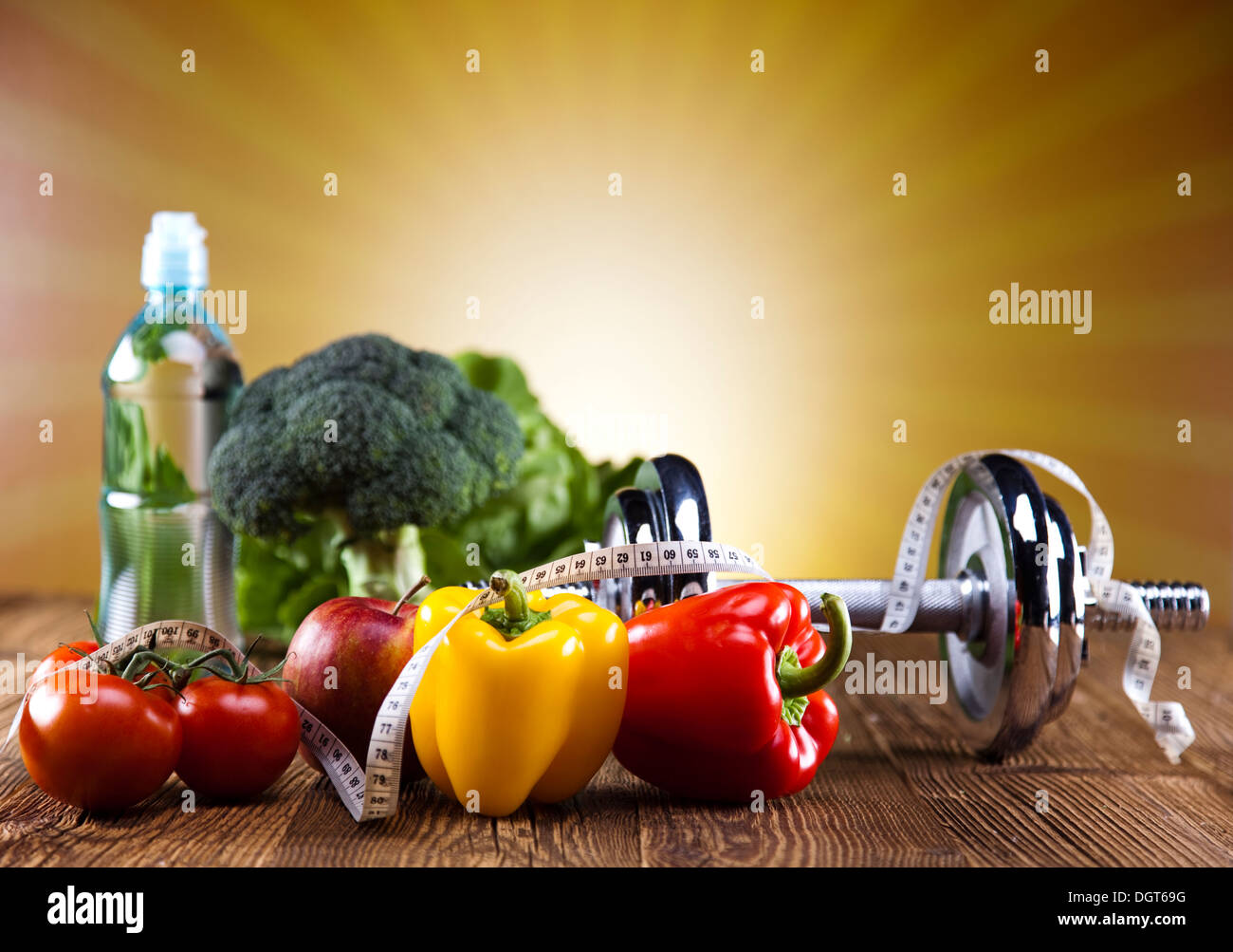 Sport diet, Calorie, measure tape Stock Photo - Alamy