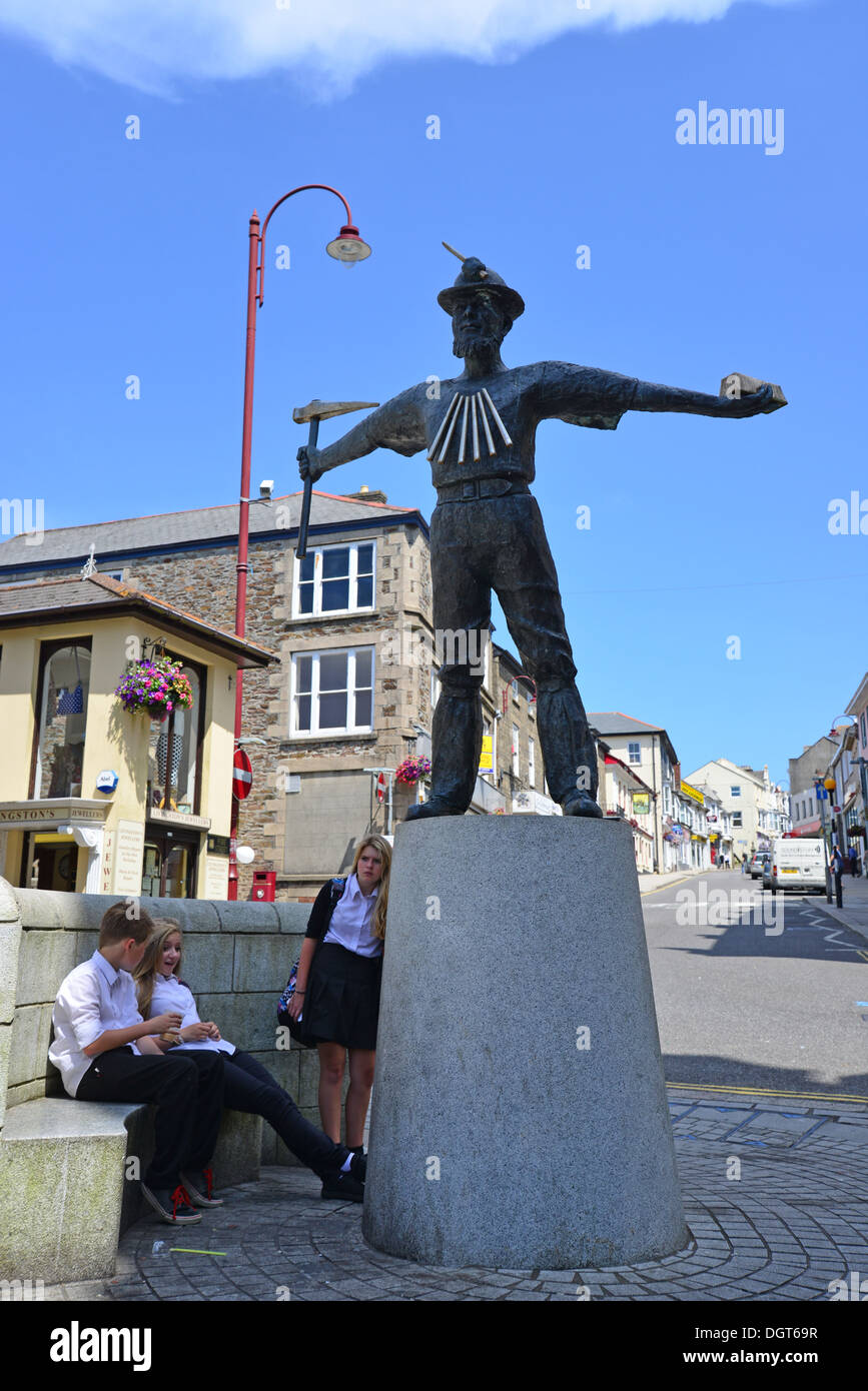 The Tin Miner statue, Fore Street, Redruth, Cornwall, England, United ...