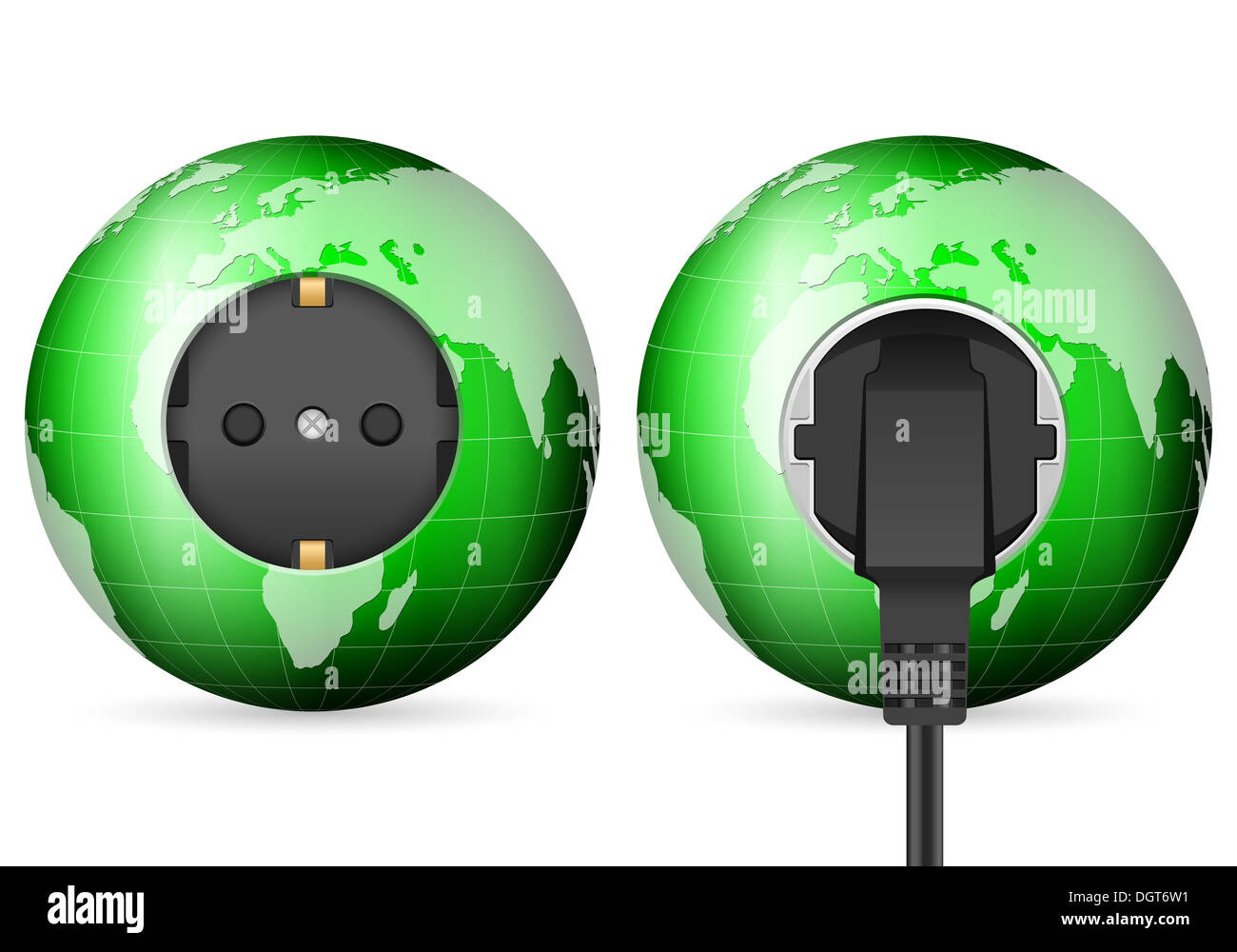 World globe with outlet socket and plug on white background Stock Photo ...