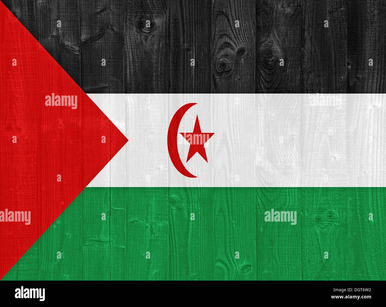 gorgeous Sahrawi flag painted on a wood plank texture Stock Photo - Alamy