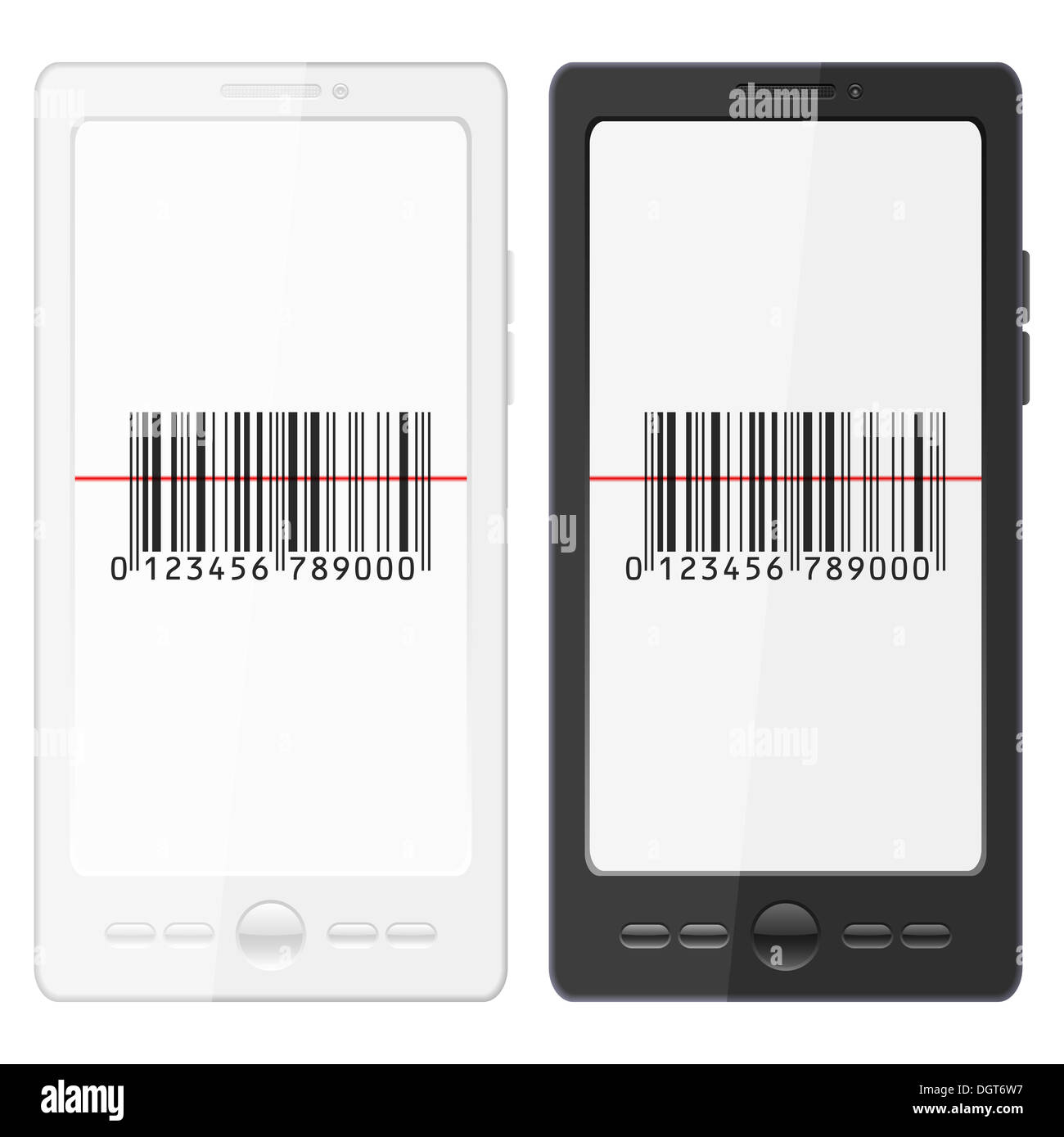Mobile phone with bar code scanner on a white background Stock Photo ...