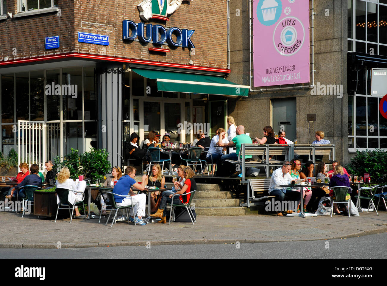 Dudok, pub cafe restaurant with a terrace on Meent street, corner ...