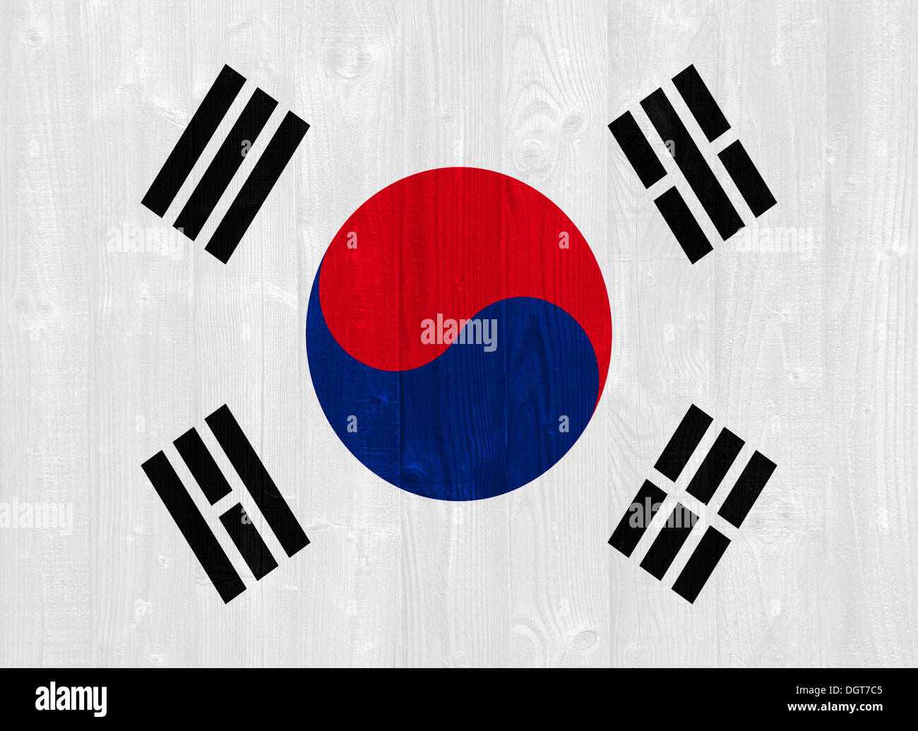 gorgeous South Korea flag painted on a wood plank texture Stock Photo ...