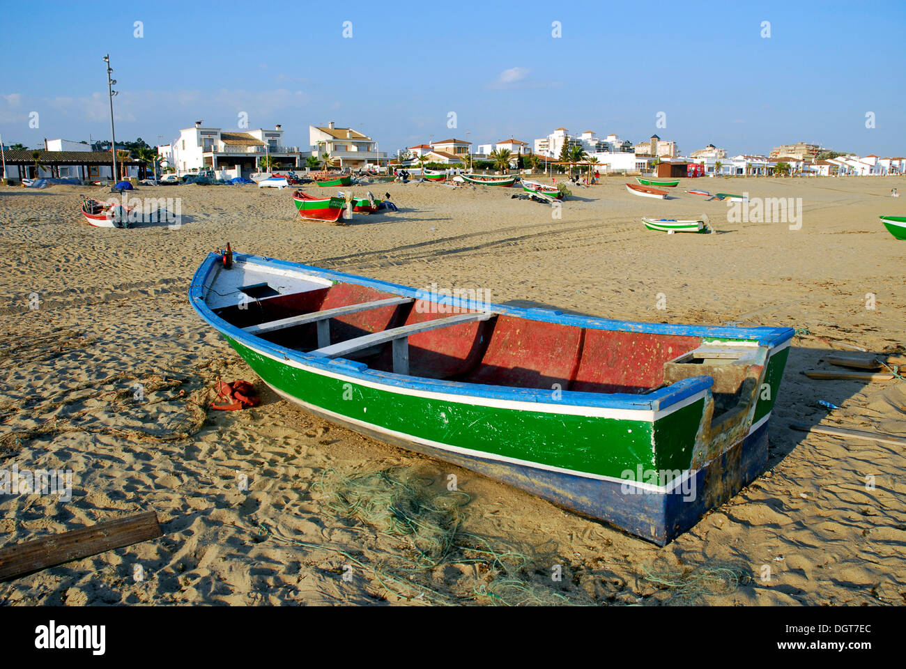 Beach of the Atlantic Ocean, boats on the beach , fishing village La ...