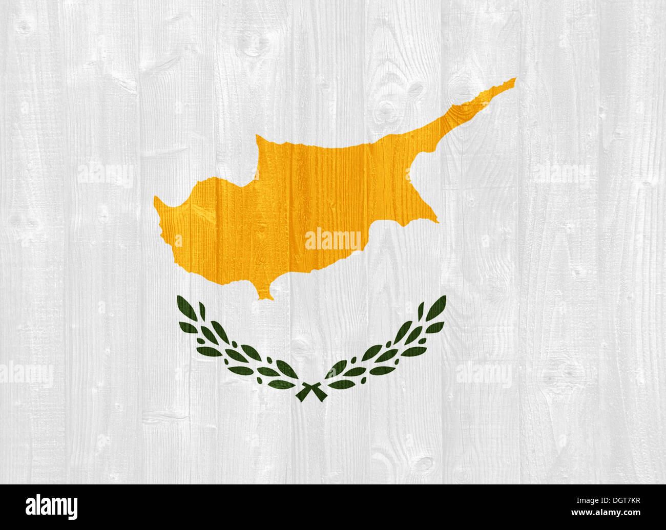 gorgeous Cyprus flag painted on a wood plank texture Stock Photo - Alamy