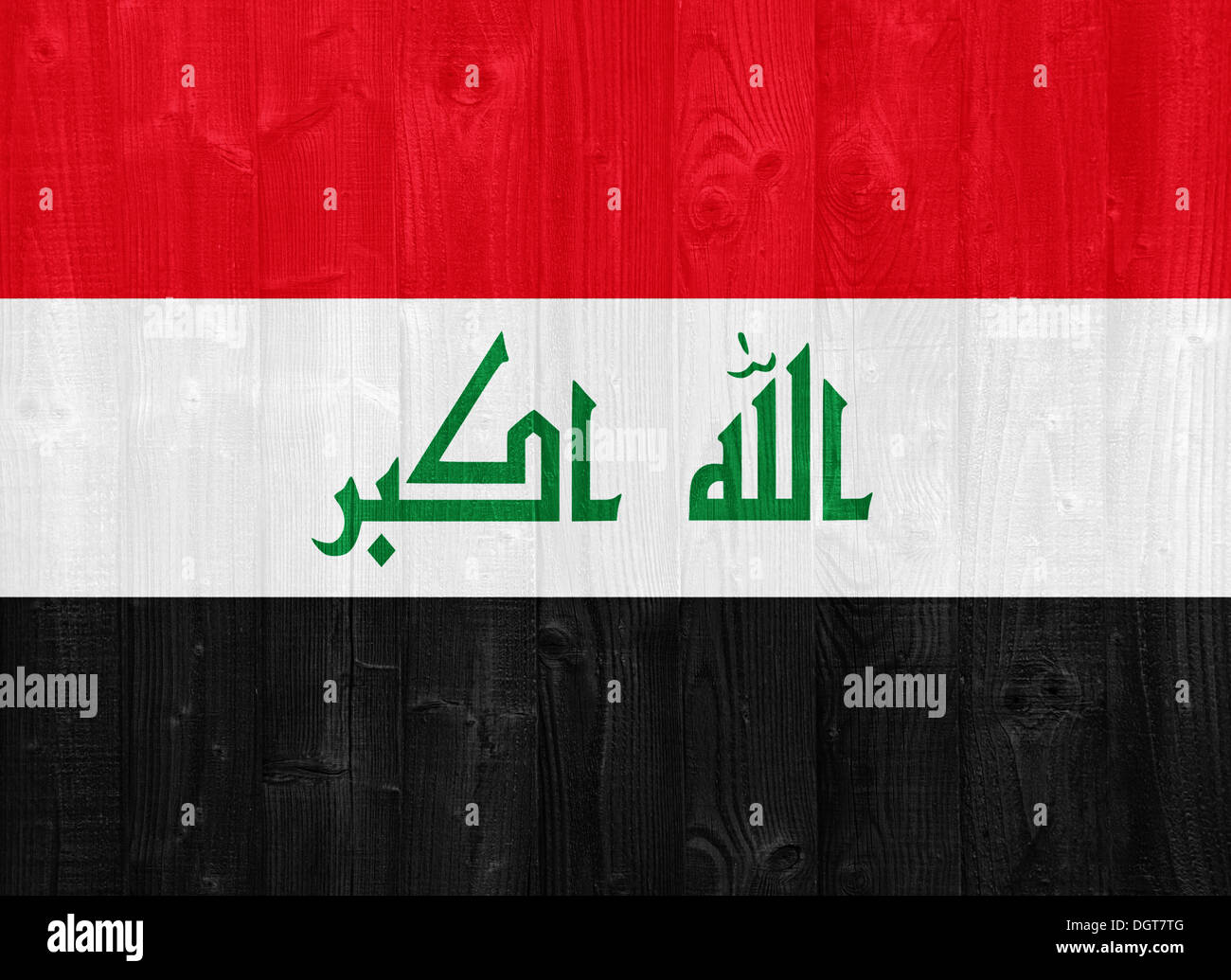 gorgeous Iraq flag painted on a wood plank texture Stock Photo - Alamy