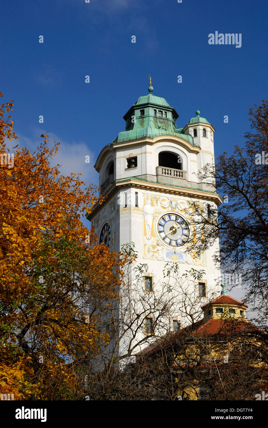 Muellersches Volksbad, indoor swimming pool, tower with an Art Nouveau ...