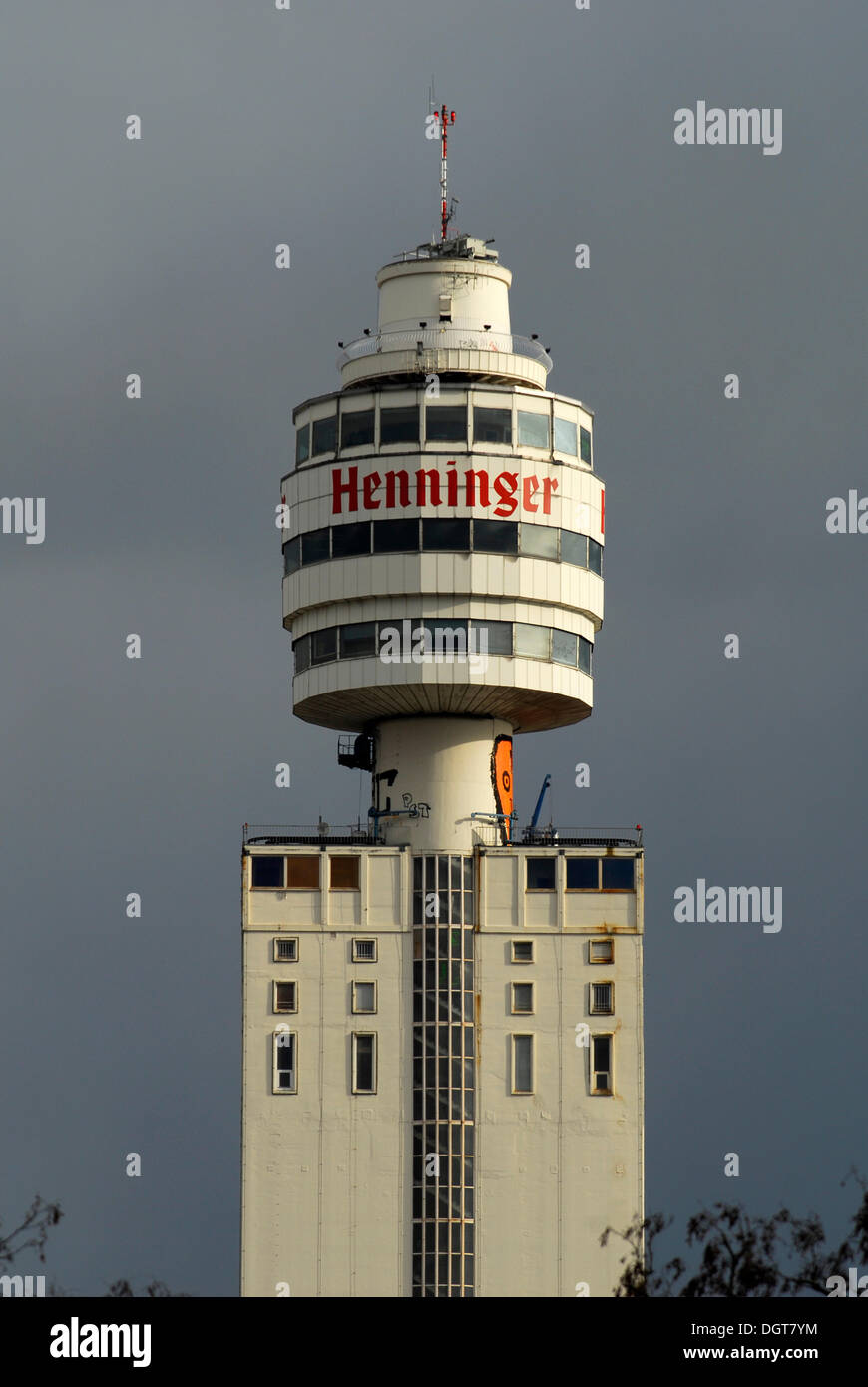 Henninger Turm, a tower in Frankfurt-Sachsenhausen, former silo of the ...